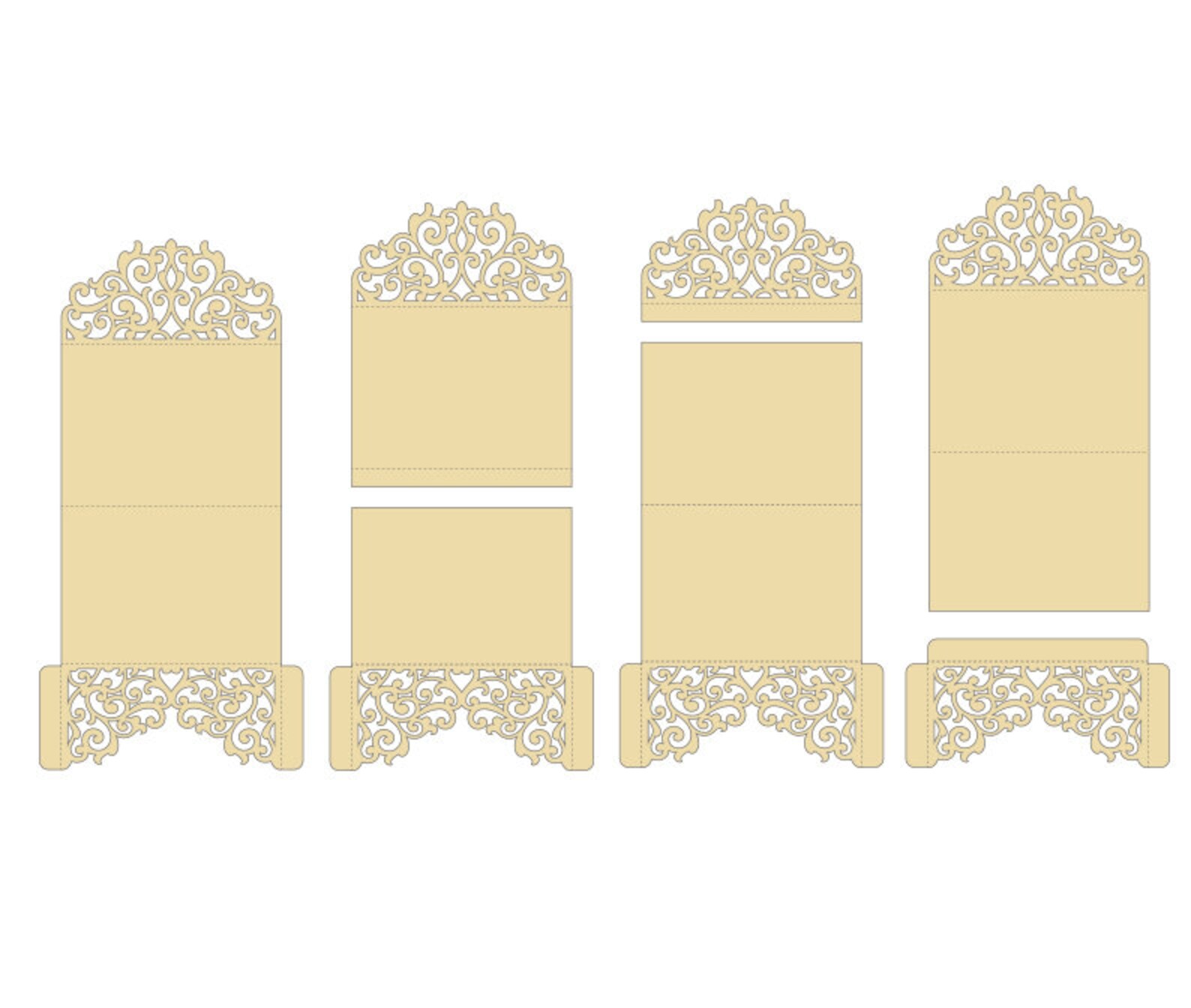 Horizontal Tri Fold 5x7 Wedding Invitation Pocket Envelope SVG Template ...