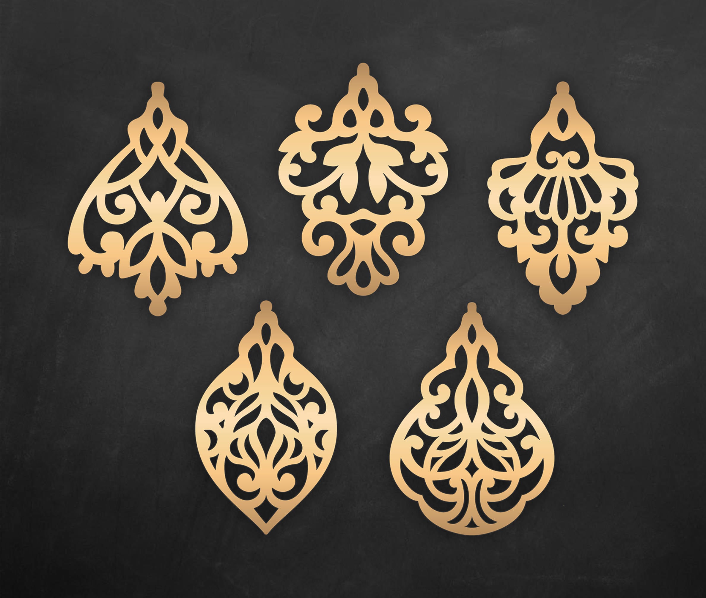 Set Ornamental Pendant Templates, Vector Cutting File / SVG, DXF, PNG ...