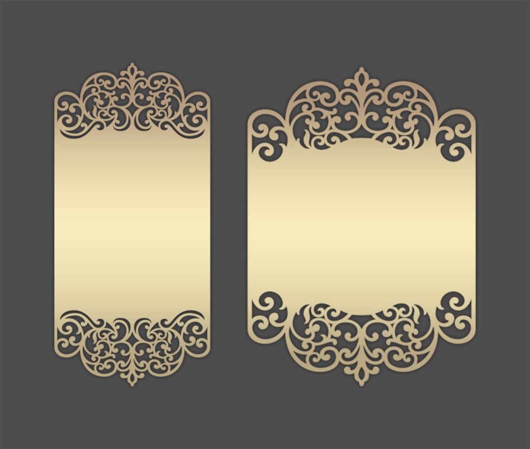 Ornamental Border Laser Cut Wedding Invitation Menu Card Template ...