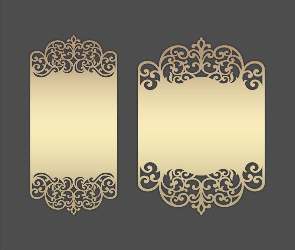 Ornamental Border Laser Cut Wedding Invitation Menu Card Template ...