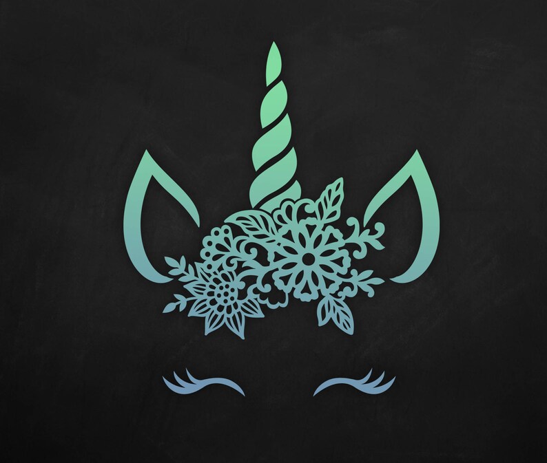 SVG Unicorn Head With Floral Crown Unicorn Face / Eyelashes | Etsy