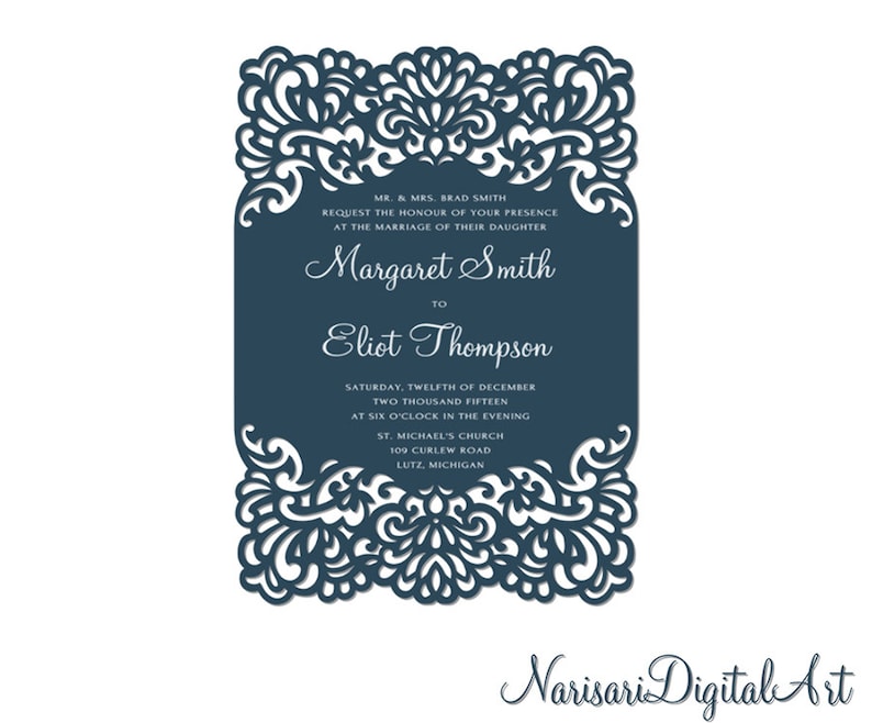 Laser Cut Wedding Invitation Frame Pattern Card Template - Etsy