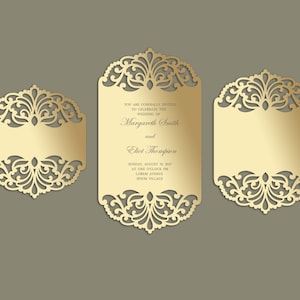 Ornamental Laser Cut Wedding Invitation Card Frame Template - Etsy