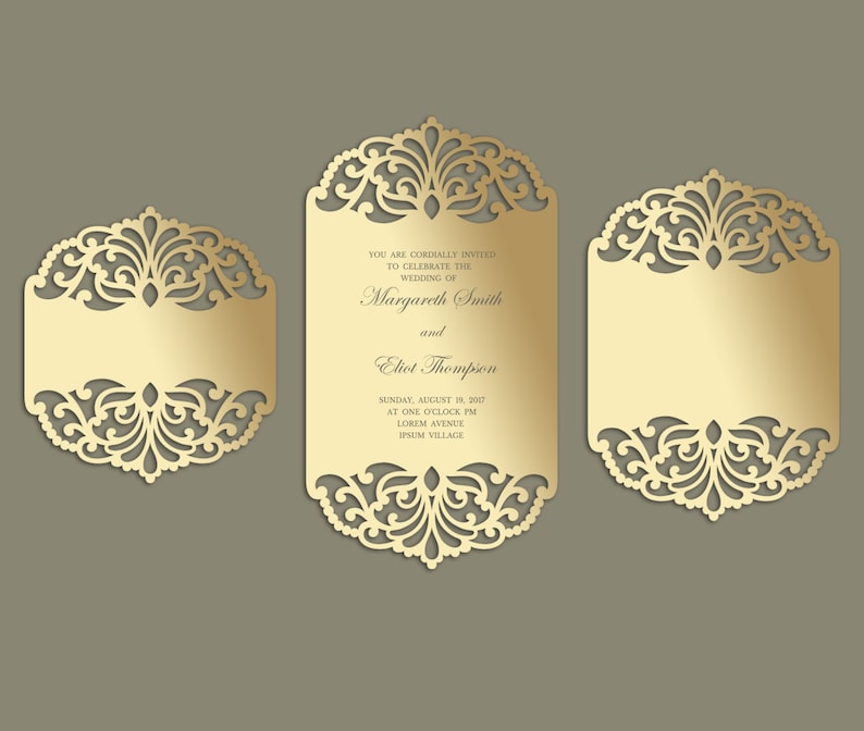 Ornamental Laser Cut Wedding Invitation Card Frame Template - Etsy UK