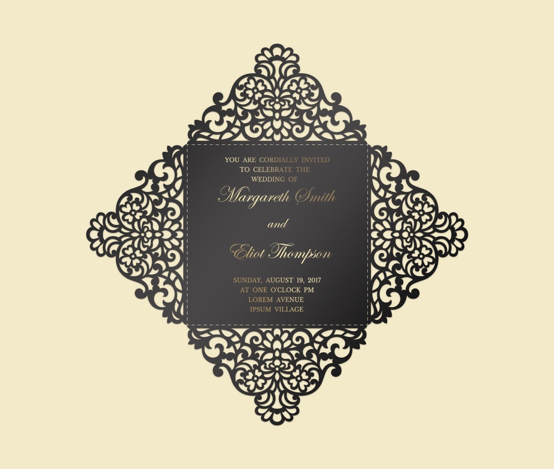 SVG Wedding Invitation Four Fold - (dxf Ai Cdr Eps) 5x5 Square Card ...