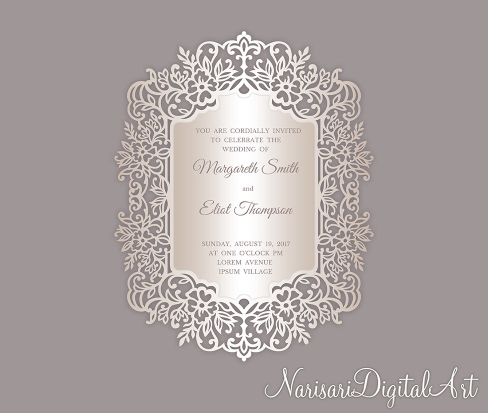 Floral Laser Cut Wedding Invitation Frame Card Templates - Etsy