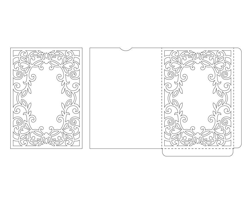 Wedding Invitation Pocket Frame Envelope Laser Cut Card 5x7 - Etsy