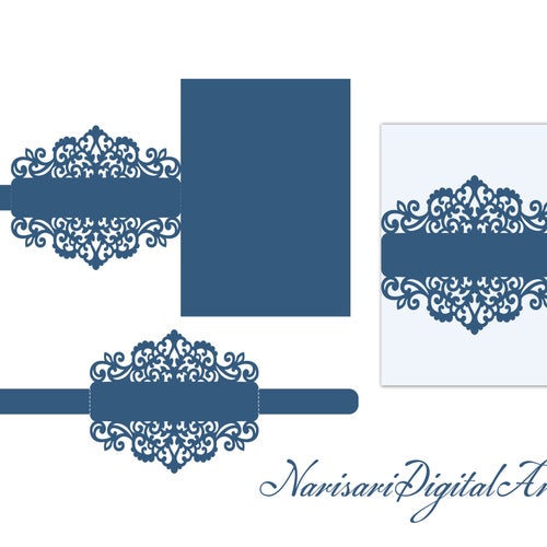 Magnolia Wedding Invitation SVG Card With Belly Band Cutting - Etsy