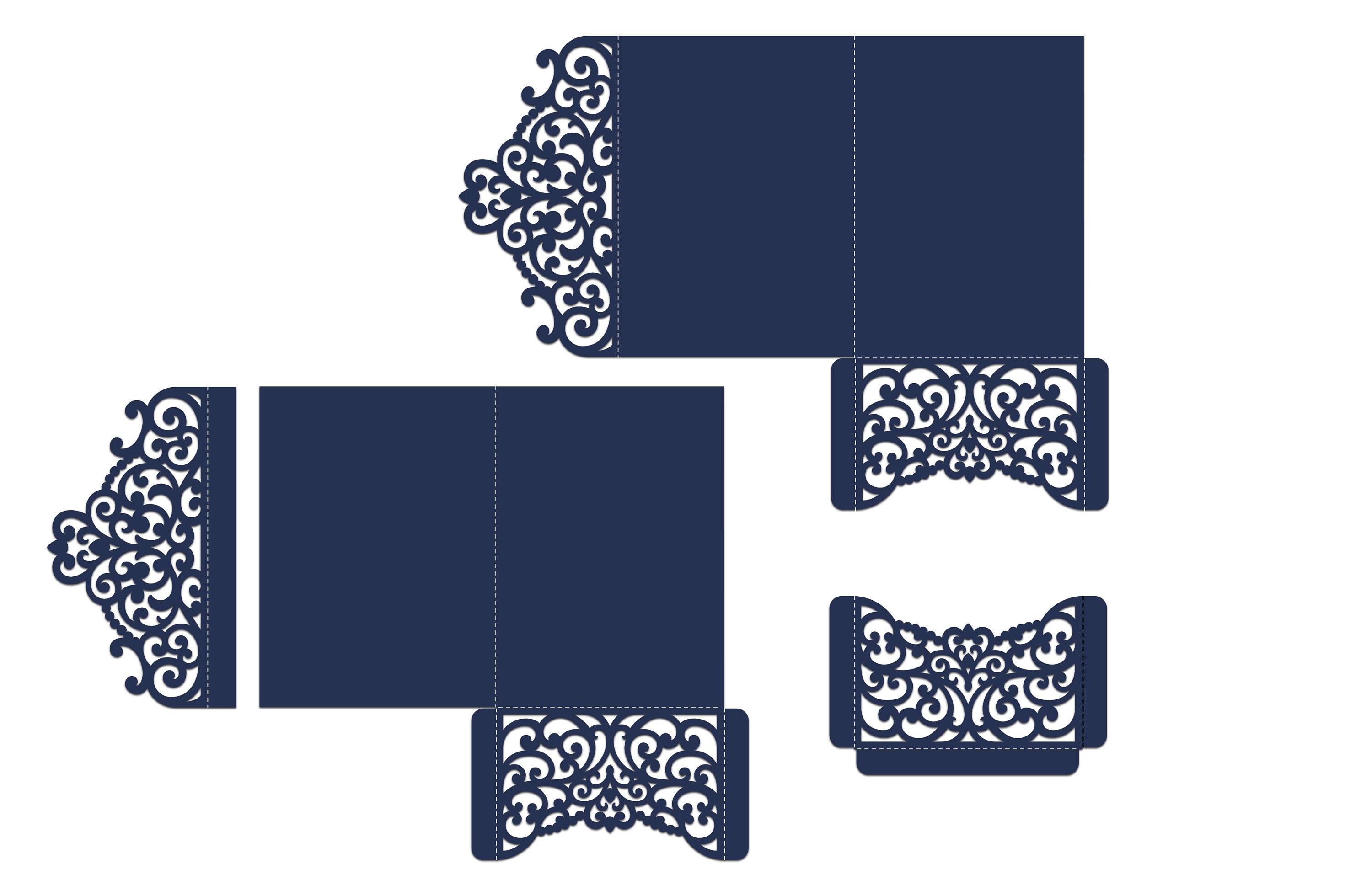 Tri-fold Wedding Invitation Pocket Envelope SVG Template for - Etsy