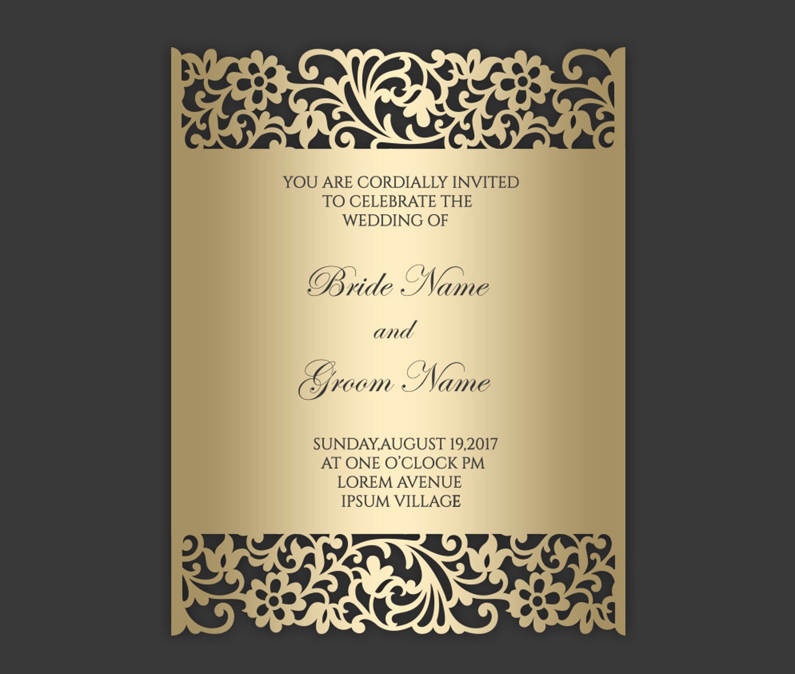 Ornamental Laser Cut Wedding Invitation Card Frame Template - Etsy