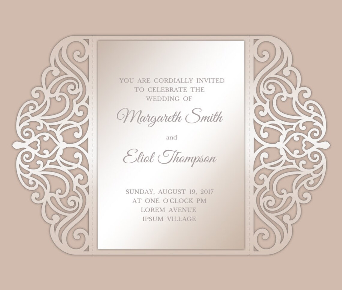 Gate-fold Wedding Invitation Template Laser Paper Cut - Etsy