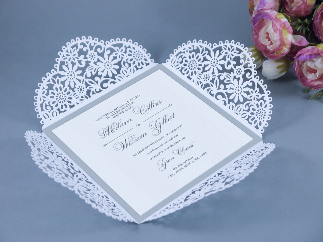 SVG Wedding Invitation Four Fold - (dxf Ai Cdr Eps) 6x6 Square Floral ...