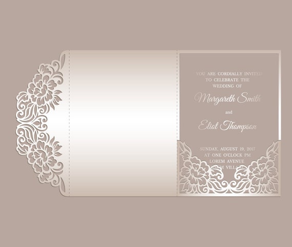 Tri Fold 5x7 Wedding Invitation Pocket Envelope SVG Template - Etsy