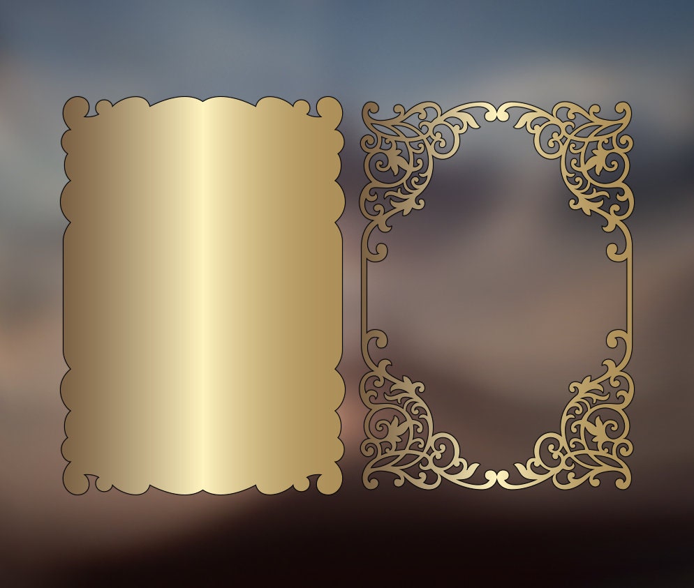 Ornamental Laser Cut Wedding Invitation Card Frame Template 5x7 Vector ...