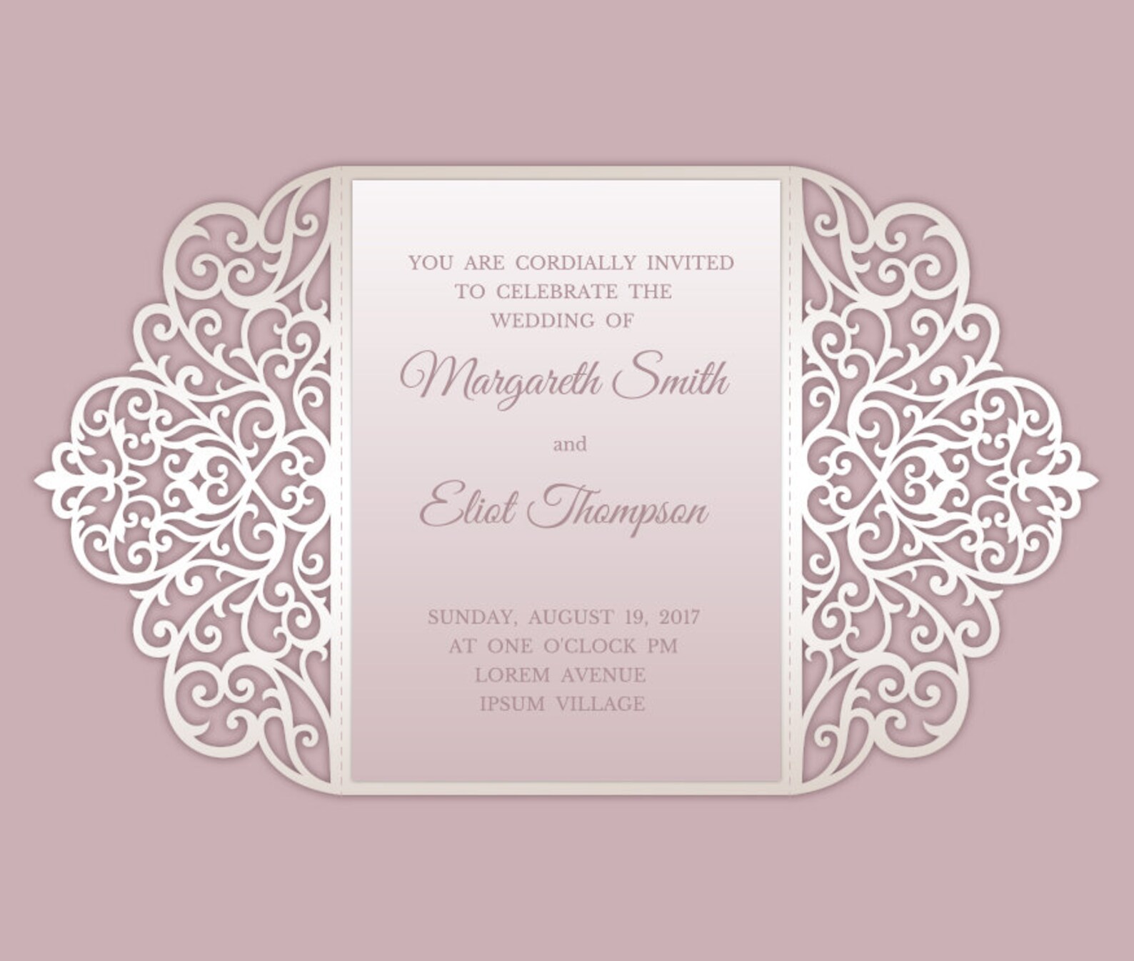 Gate Fold Invitation Card Template / Laser Cut Wedding Invitation ...