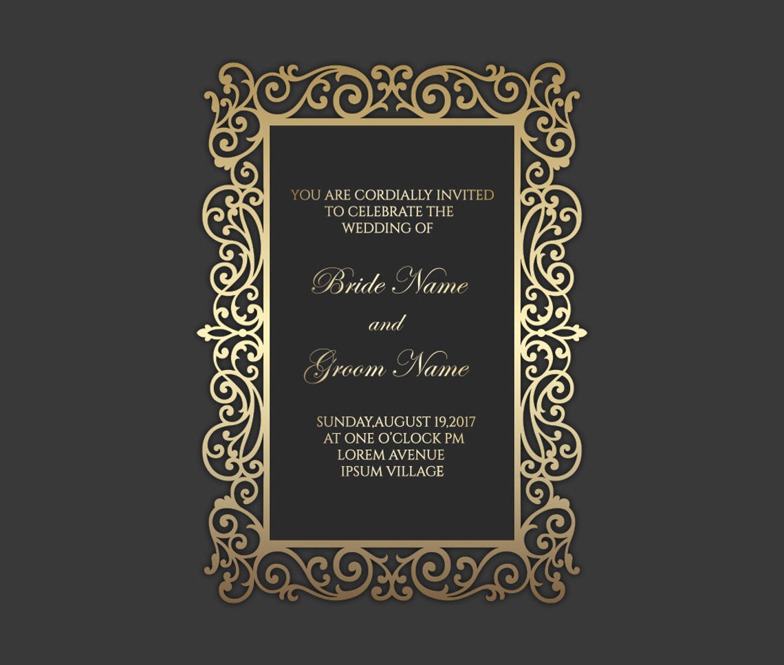 Ornamental Laser Cut Wedding Invitation Card Frame Template | Etsy