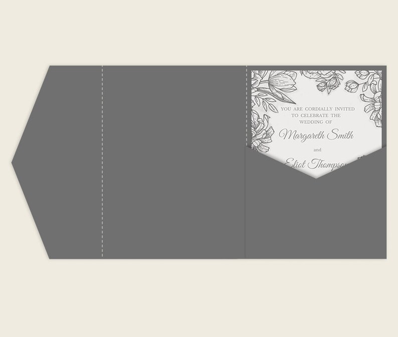Simple Tri fold Wedding Invitation 5x7 Pocket Envelope SVG Etsy