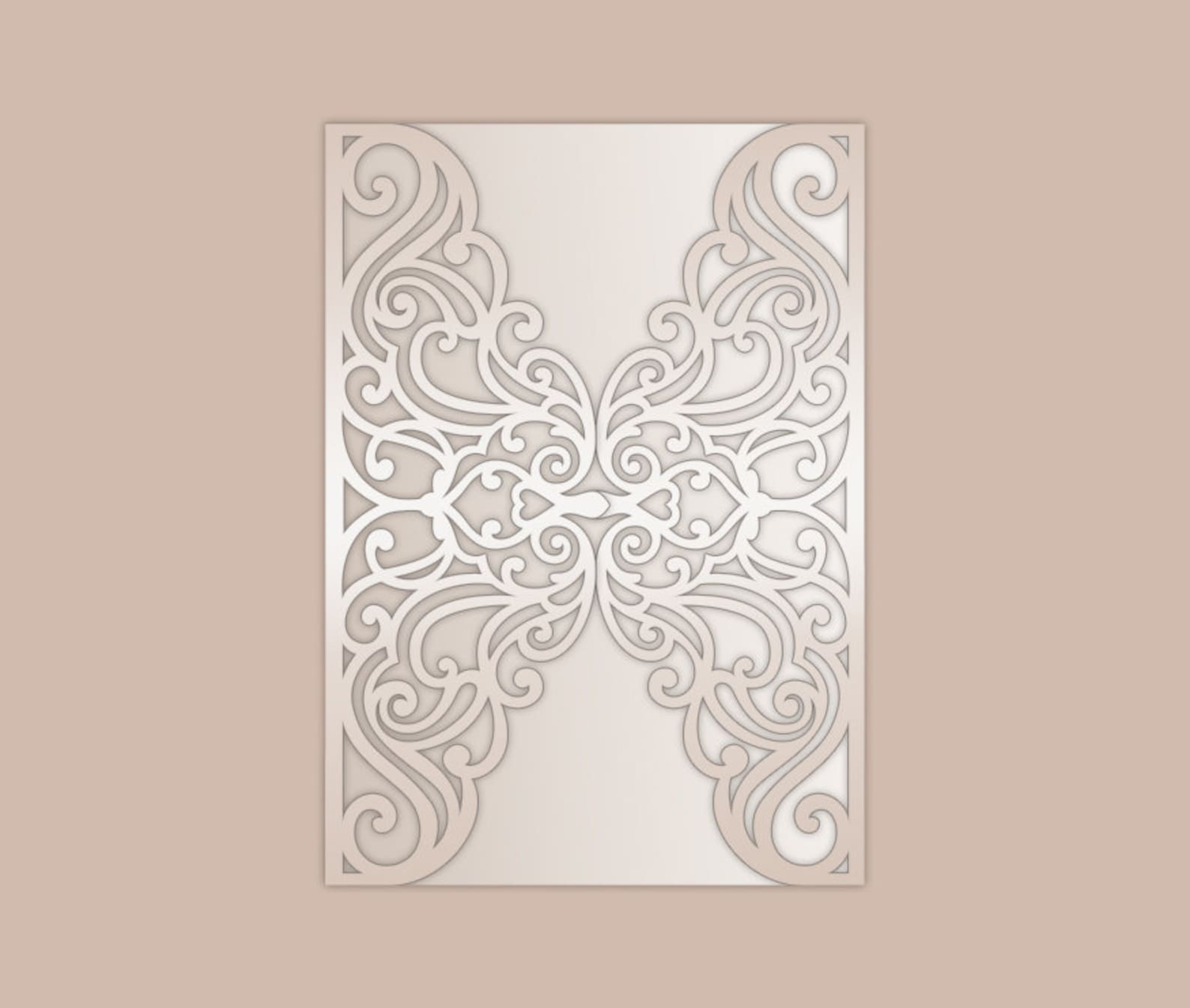 Gate-fold Wedding Invitation Template Laser Paper Cut - Etsy