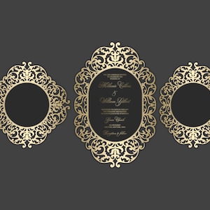 Ornamental Laser Cut Wedding Invitation Card Frame Template - Etsy