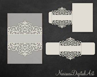 SVG Ornamental Belly Band Wedding Invitation. Laser Cut | Etsy