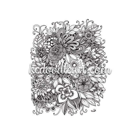 Zentangle Inspired Flower Designs Coloring Page - Etsy