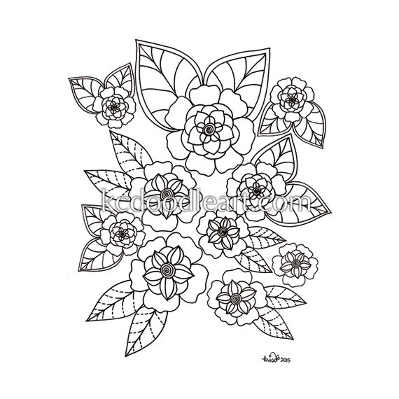 Instant Digital Download - Adult Coloring Page - Simple Flowers - Etsy