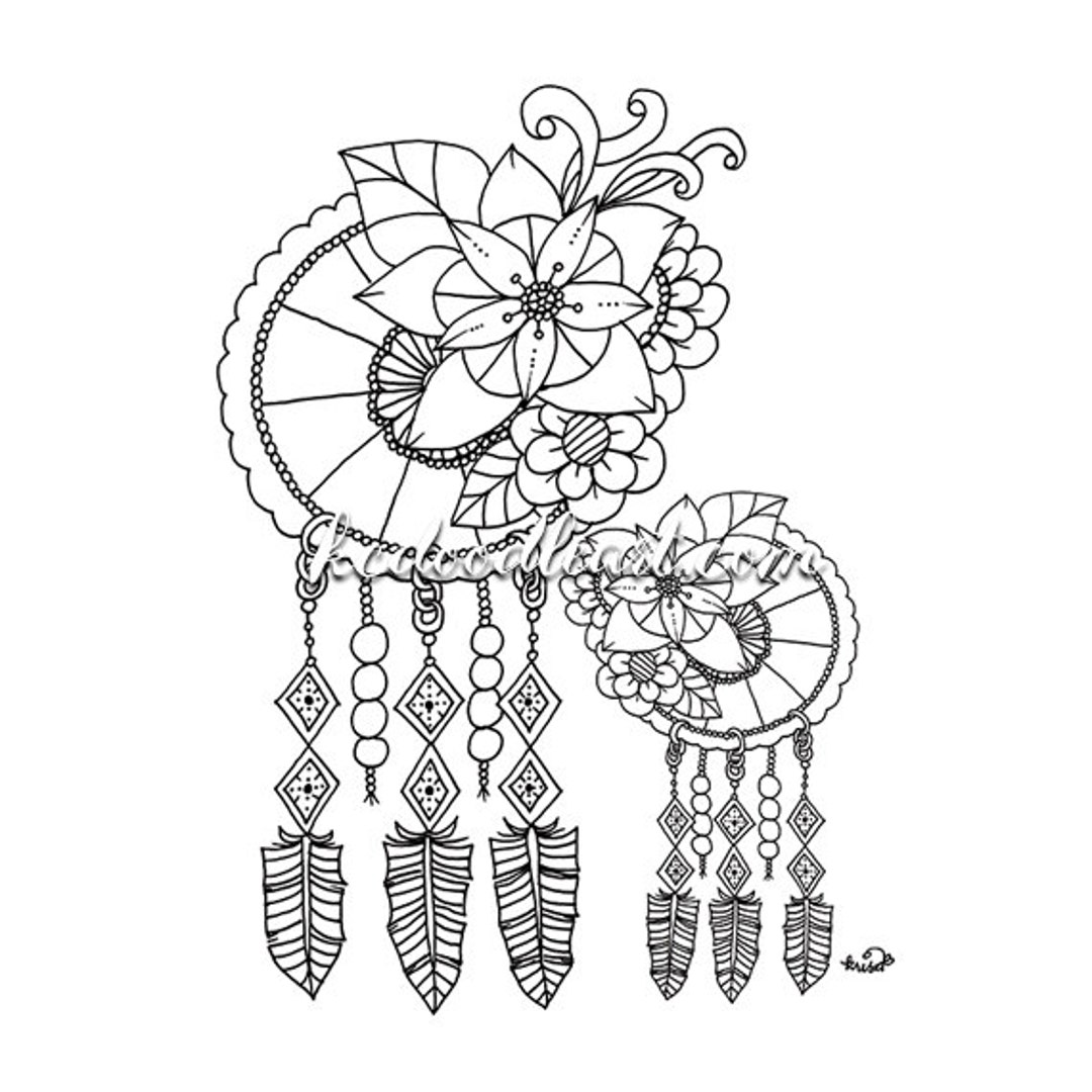 Instant Digital Download - Dreamcatcher - Coloring Page - Etsy