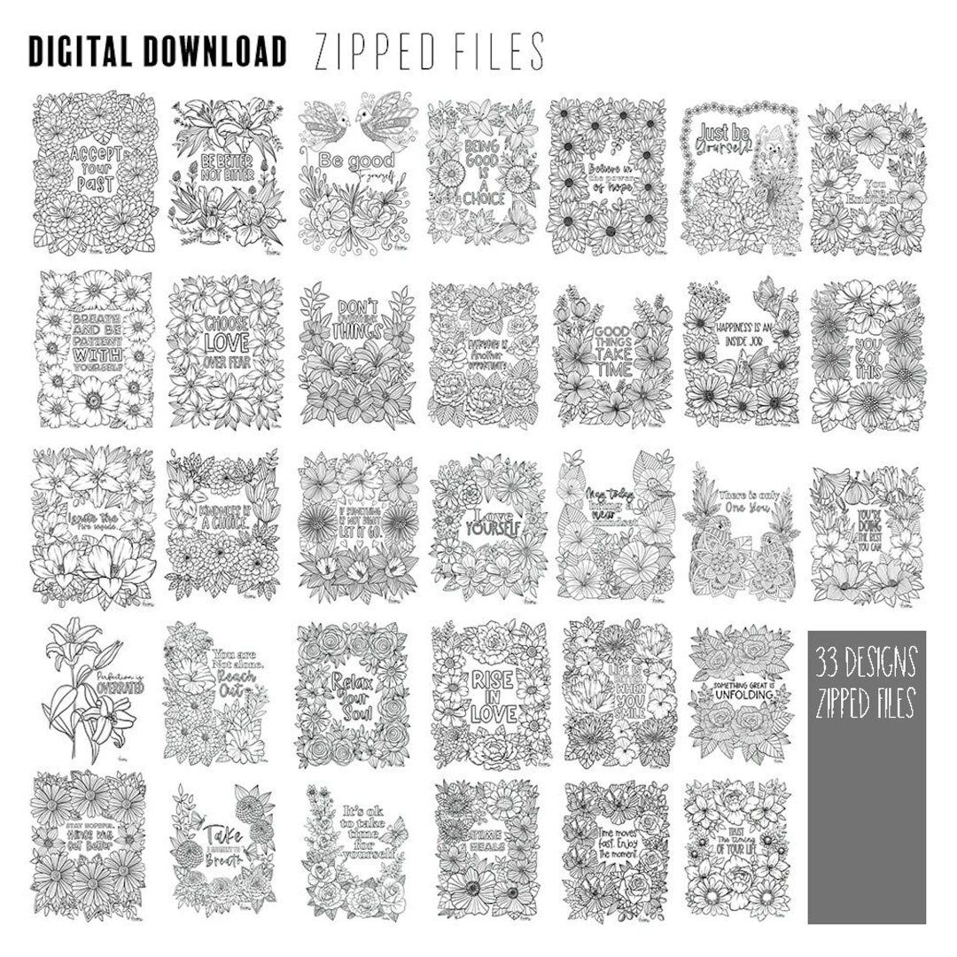 Positive Mindset Coloring Pages - Instant Digital Download - Etsy