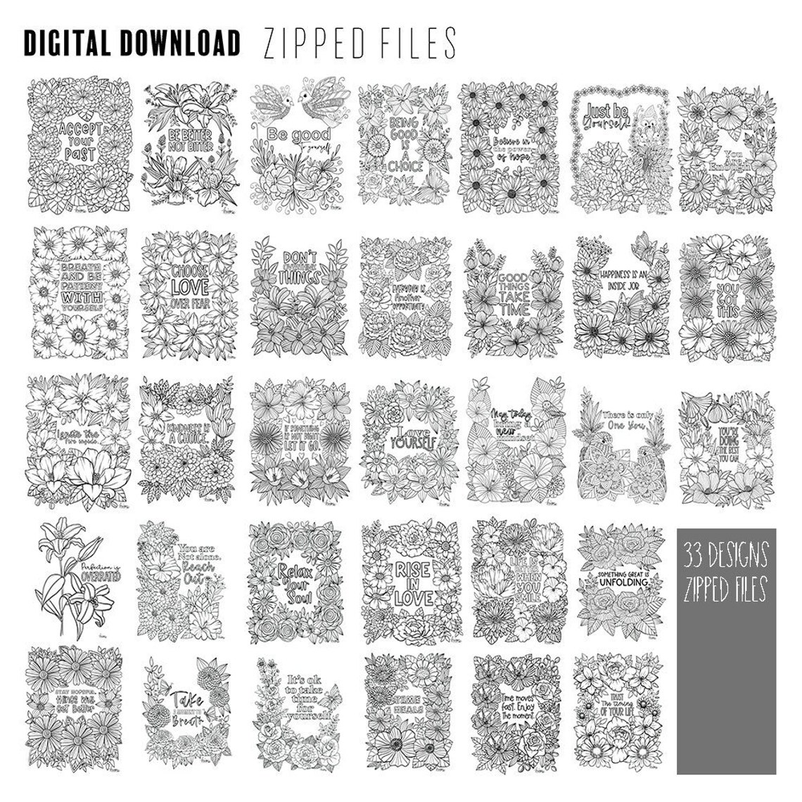 Positive Mindset Coloring Pages - Instant Digital Download - Etsy