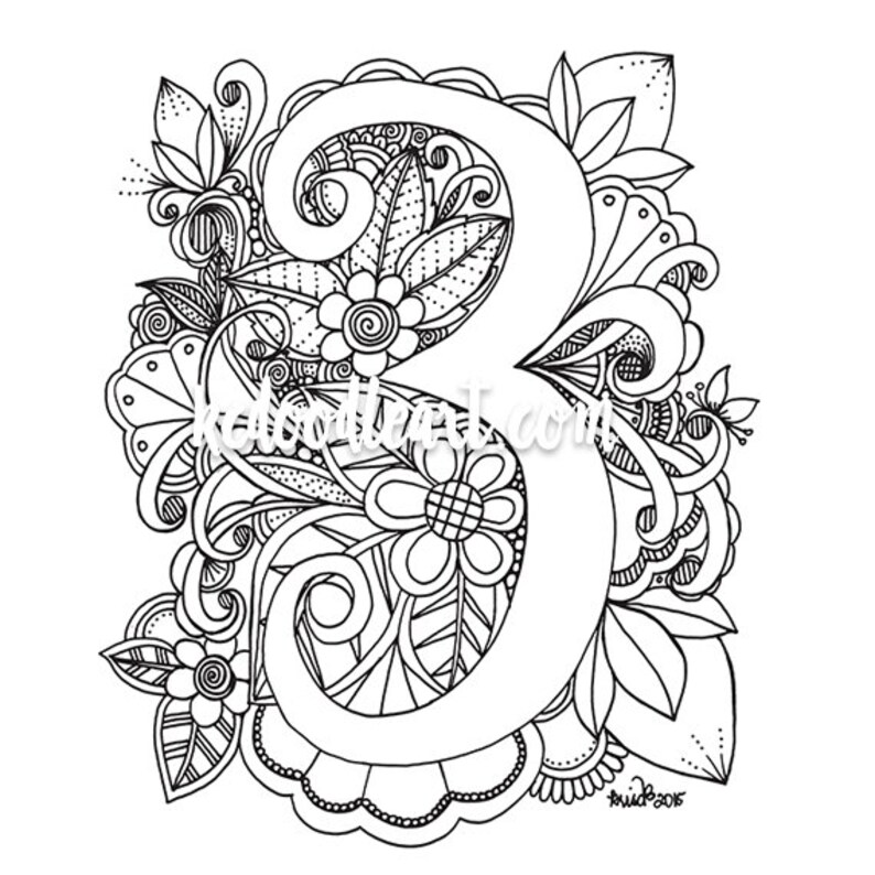 Instant Digital Download - Adult Coloring Page - No. 3 Doodle - Etsy