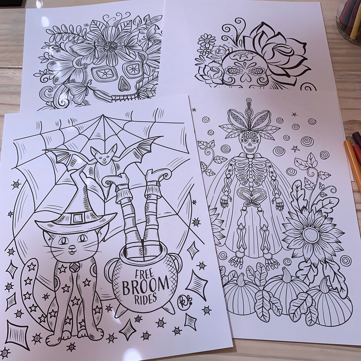 Kcdoodleart Halloween Coloring Pages - Instant Download - Etsy