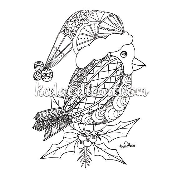 Instant Digital Download - Coloring Page - Christmas Doodles - Red ...