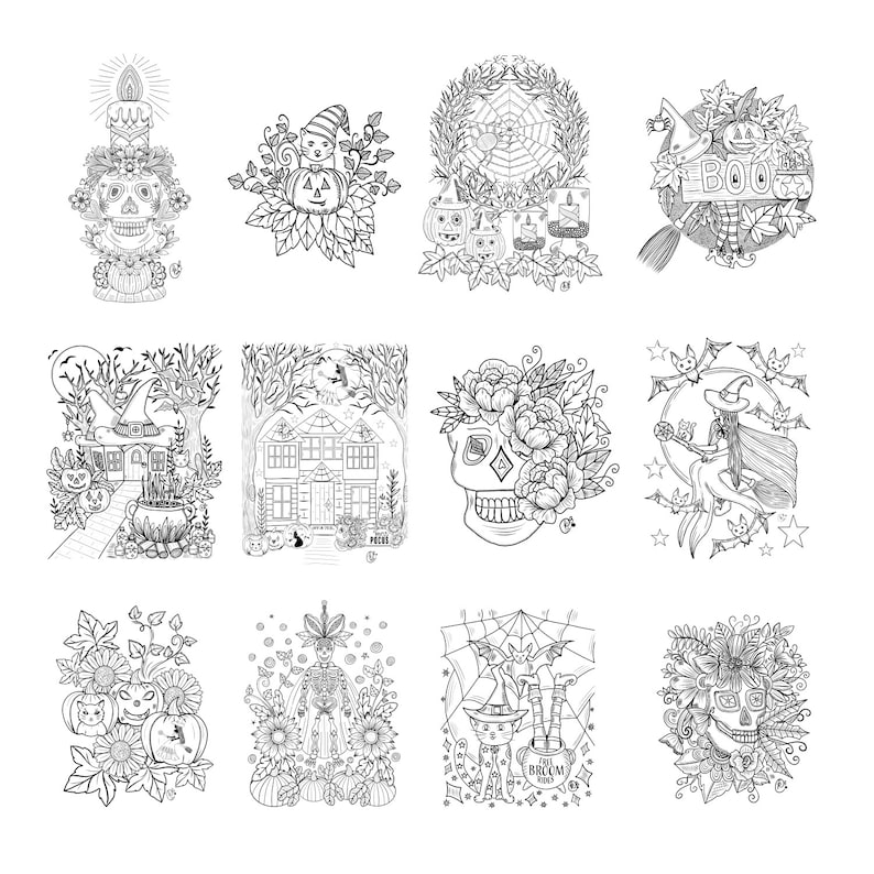 Kcdoodleart Halloween Coloring Pages - Instant Download - Etsy