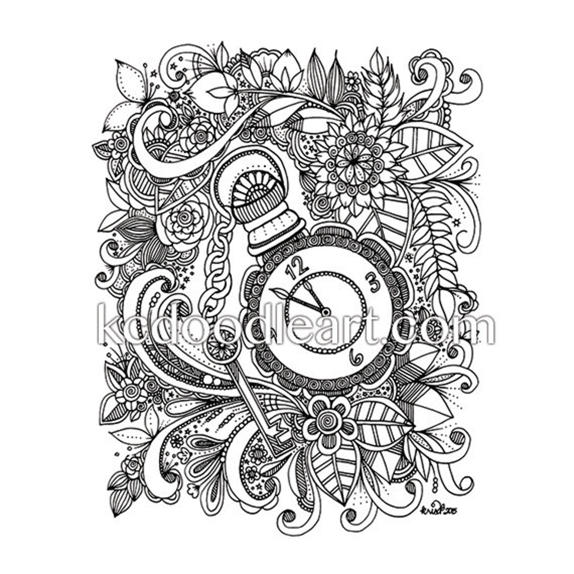 Instant Digital Download - Adult Coloring Page - Time Keeper Inspired ...