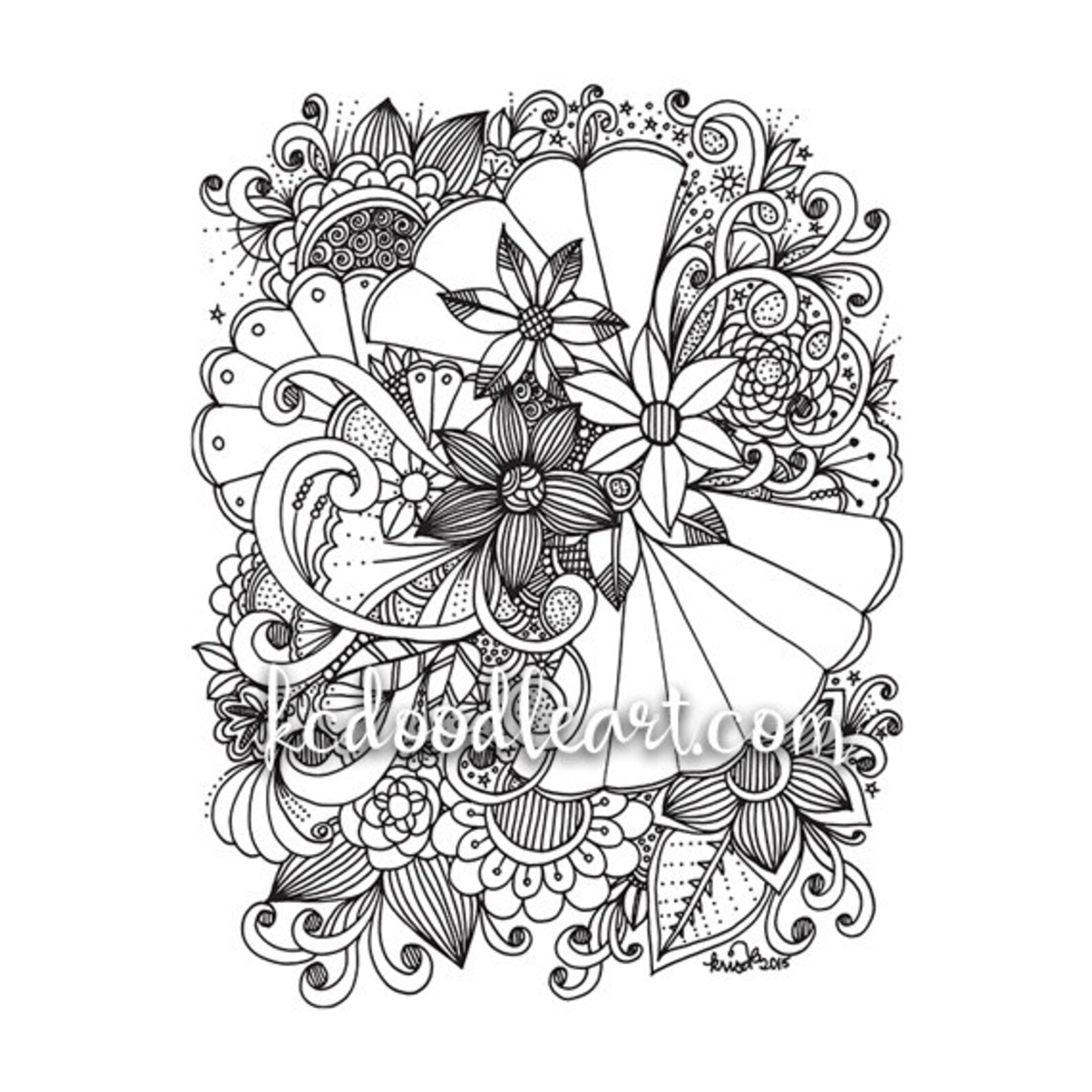 Instant Digital Downloads - Coloring Page - Fan and Flower Designs - Etsy