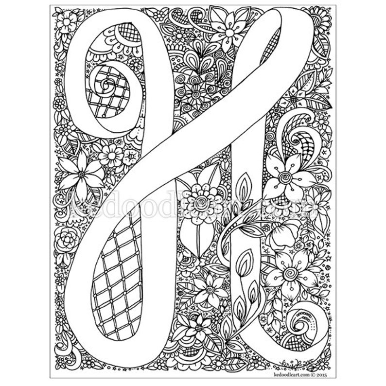 Instant Digital Download - Letter H - Adult Coloring Page - Etsy