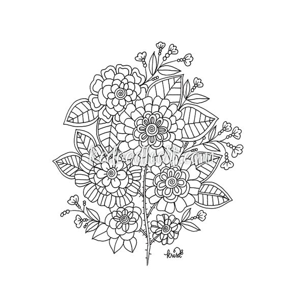 Instant Digital Download - Coloring Page - Flower Designs - Etsy