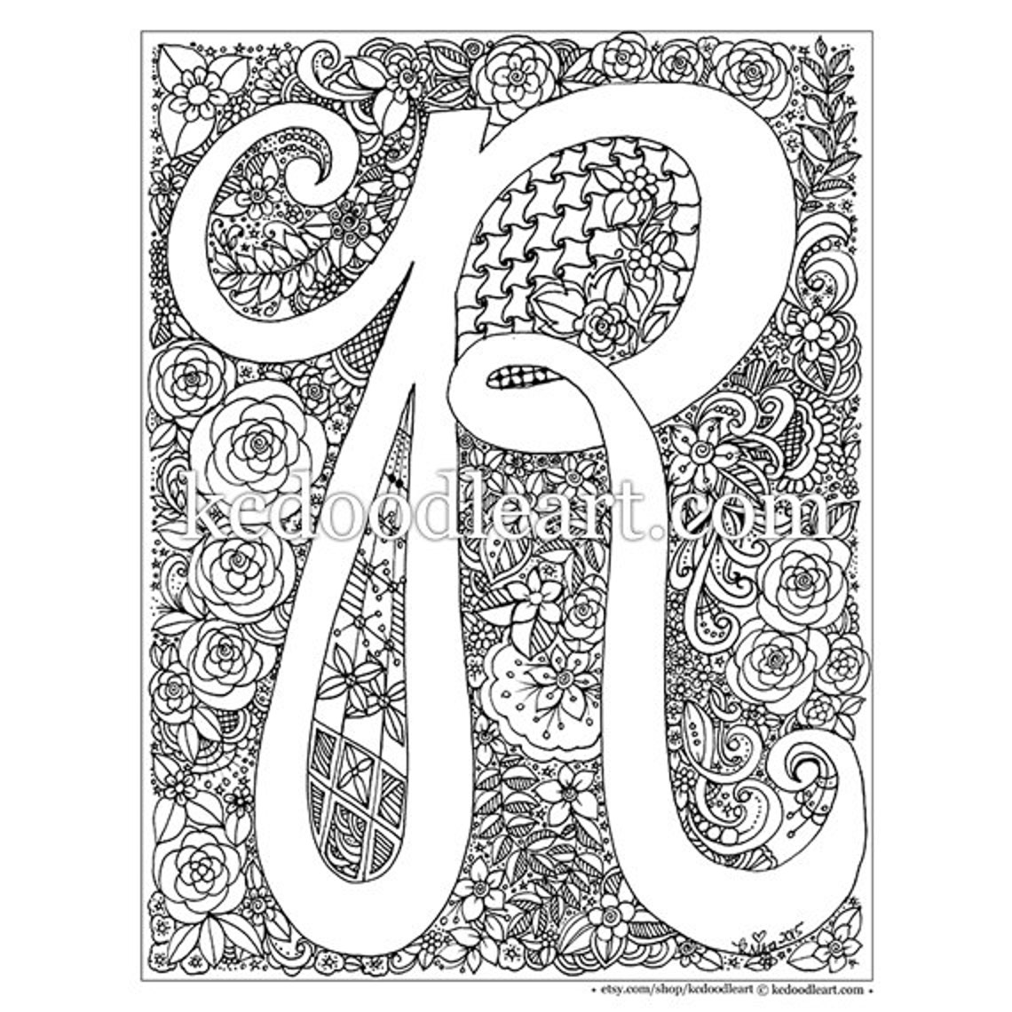 Instant Digital Download, Adult Coloring Book, Letter R - Etsy