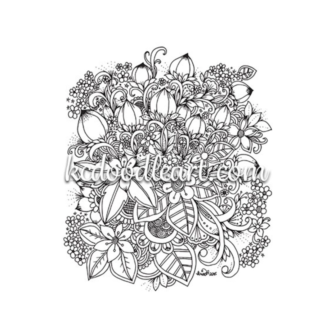 Flower Designs - Coloring Page - Etsy