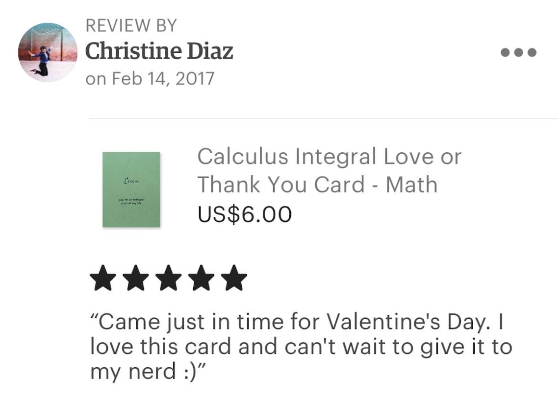 Calculus Thank You Card Integral Math Valentine Love - Etsy Canada