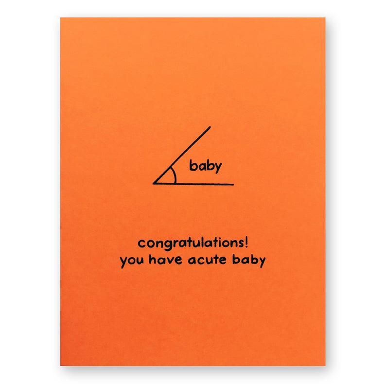 Math Baby Card Acute Angle Cute Maths Baby Card | Etsy