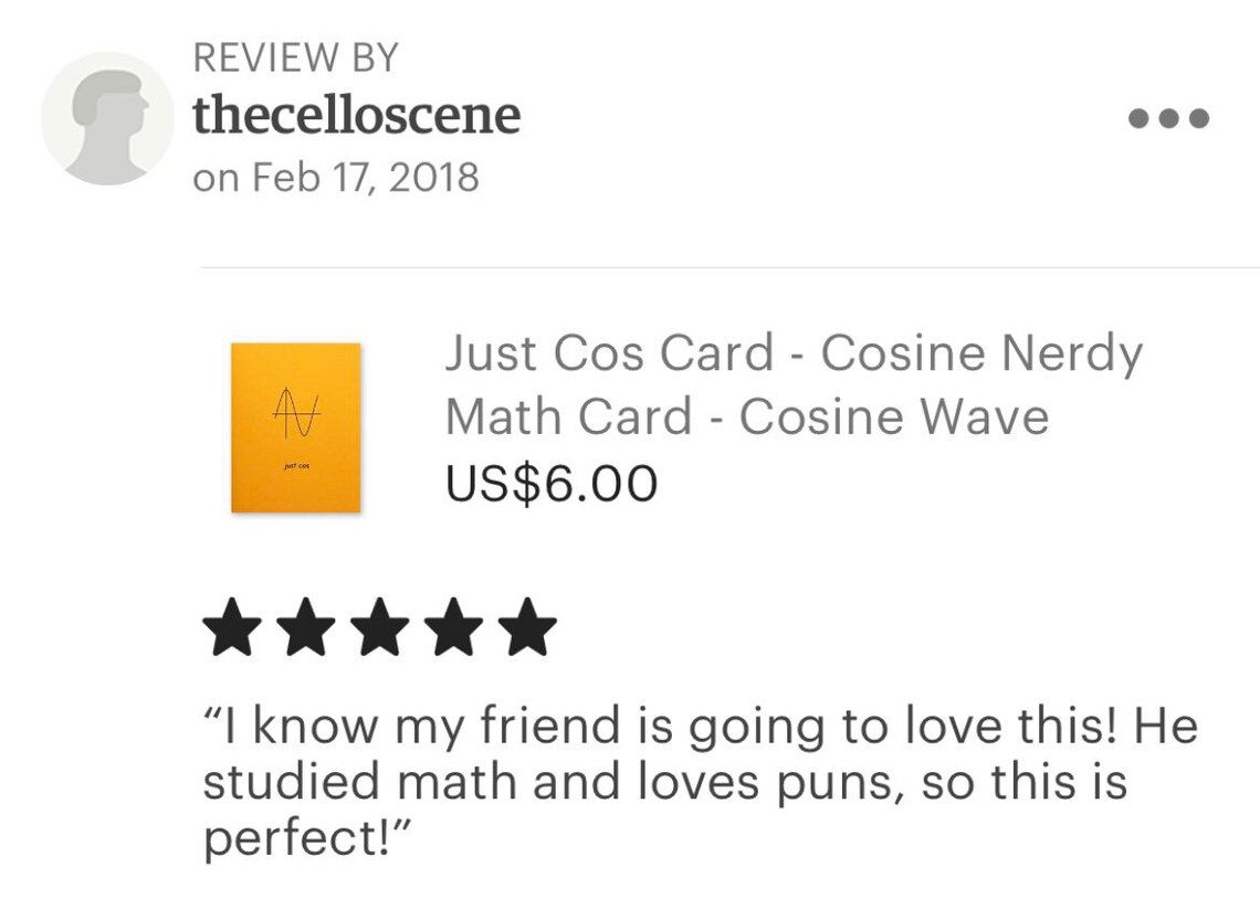 Just Cos Card Cosine Nerdy Math Card Cosine Wave Nerd Geek - Etsy