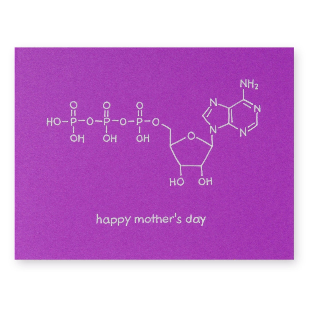 Chemistry Mother's Day Card ATP Science Biology Biochemistry Nerd Geek ...