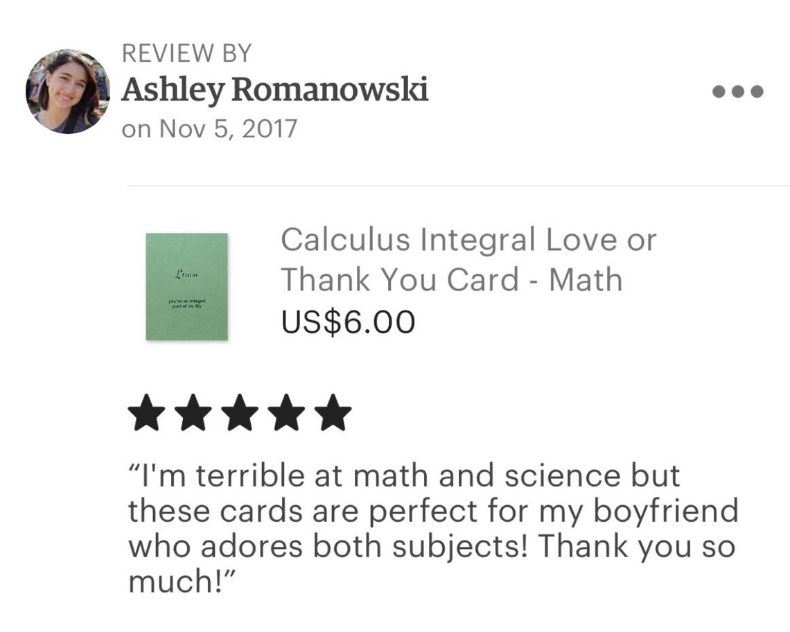 Calculus Thank You Card Integral Math Valentine Love - Etsy Canada