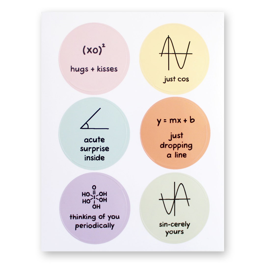 Nerdy Snail Mail Stickers 36 Penpal Math and Chemistry Envelope Seal ...