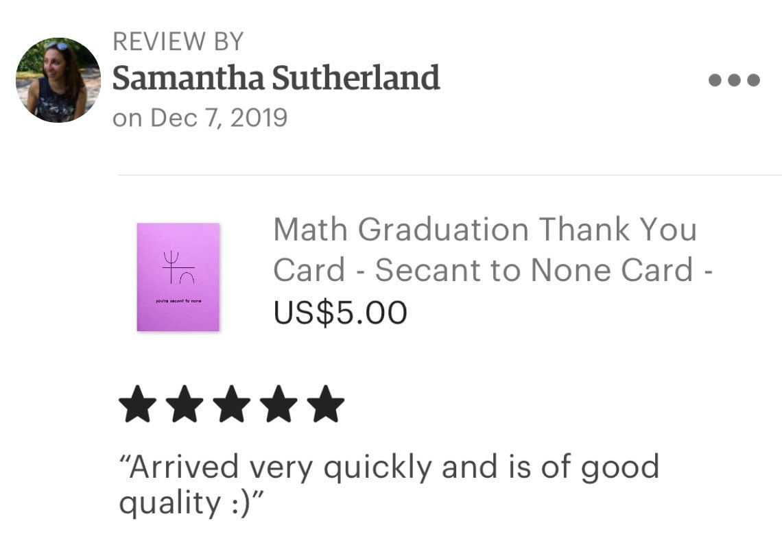 Math Graduation Card Maths Thank You Pun Secant to None - Etsy