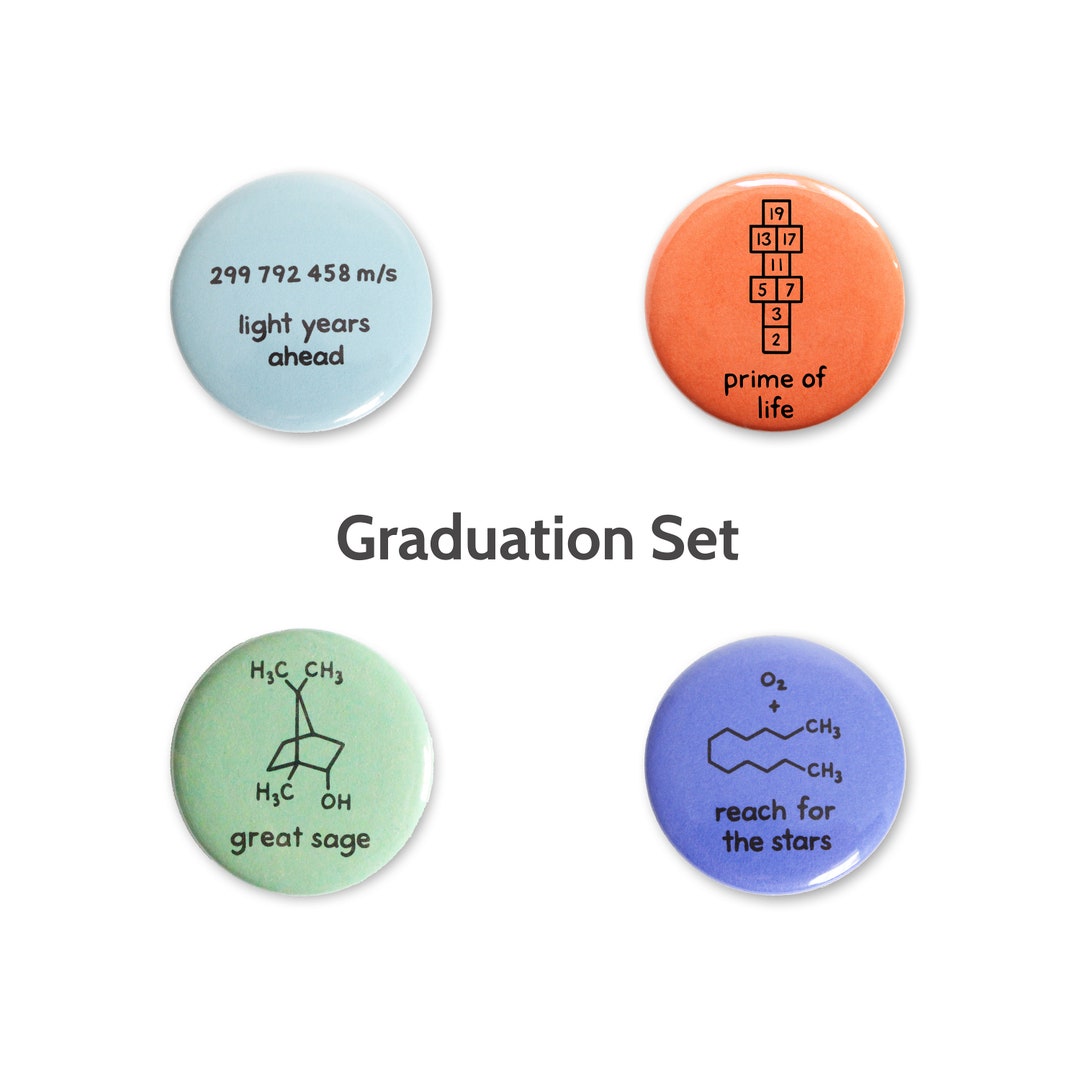 Math Science Graduation Button Badges (1.5 In) Set of 4 | Nerd Pin ...