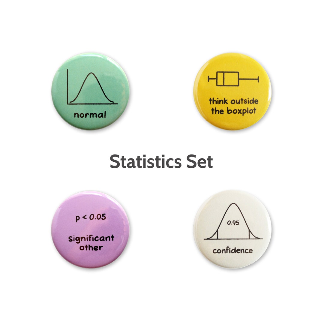 Statistics Button Badge (1.5 In) | Math Stats Set of 4 Nerd Pin Geek ...