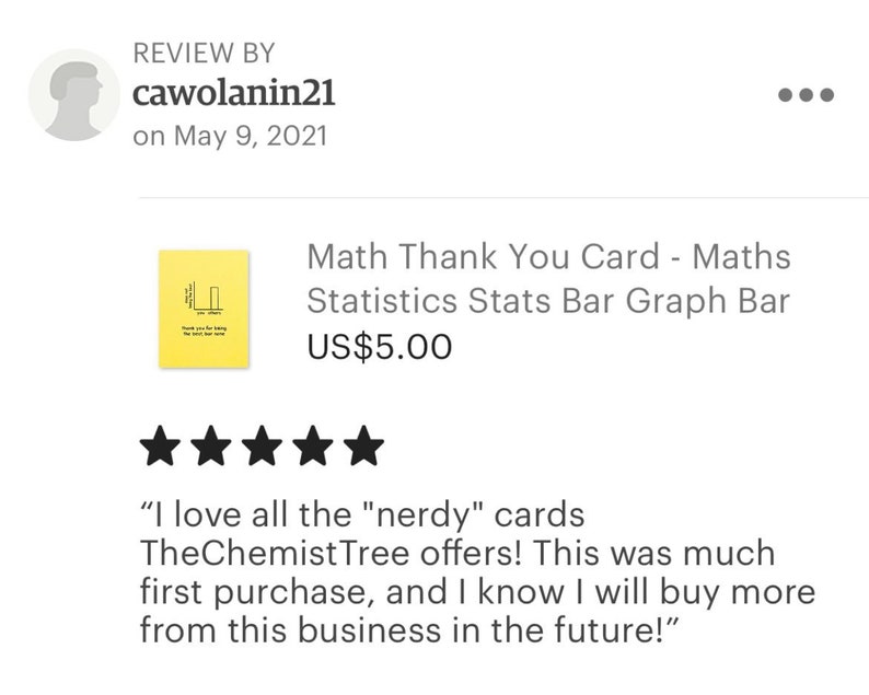Math Thank You Card Maths Statistics Stats Bar Graph Bar | Etsy