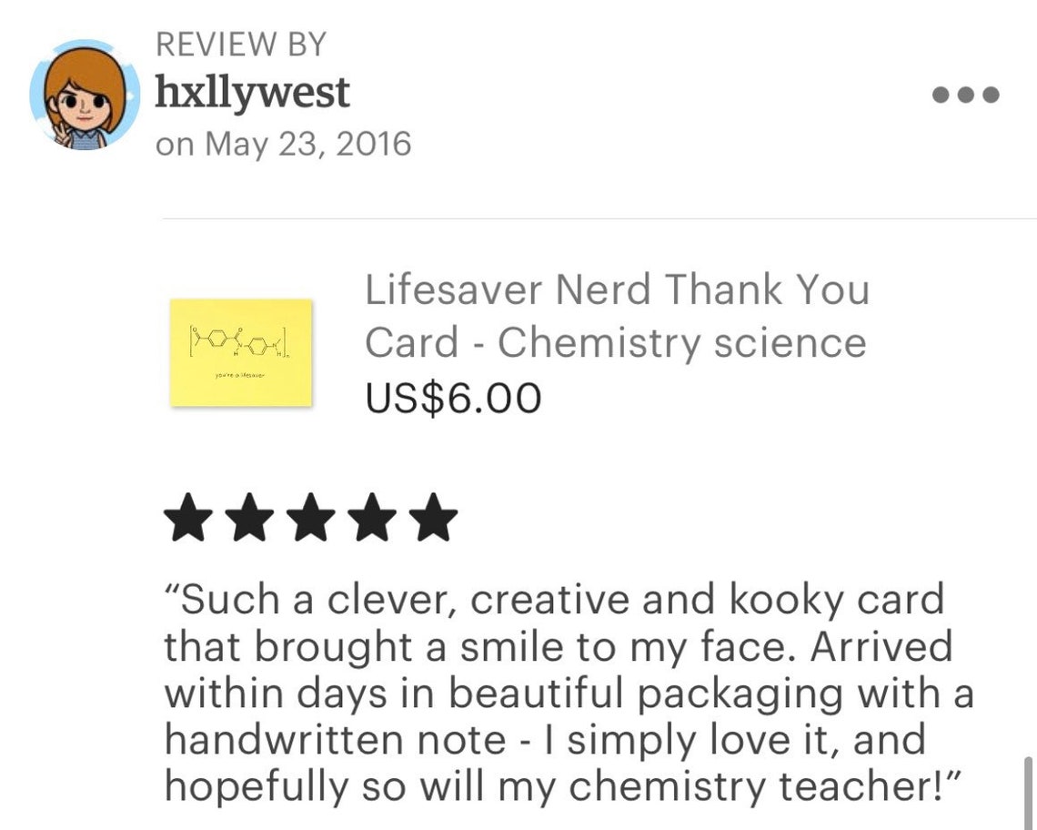 Teacher Thank You Card Science Chemistry Professor Lifesaver | Etsy